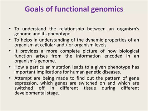 Functional Genomics A Conceptual Approach PPTX