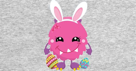 Cute Monster Pink Monster Easter Eggs Horns Easter Monster T