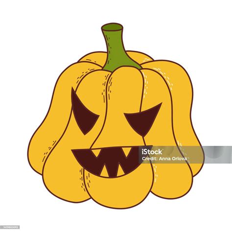 재미있는 얼굴로 귀여운 호박 할로윈 요소 손으로 그린 스타일의 벡터 일러스트 레이 션 10월에 대한 스톡 벡터 아트 및 기타 이미지 10월 11월 가을 Istock