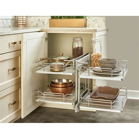 REV A SHELF 18 Two Tier Blind Corner Organizer With Soft Close Gray Rev A Shelf 53PSP 18SC GR