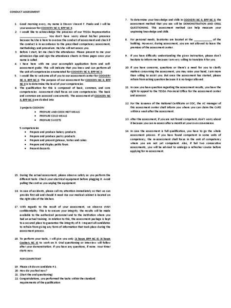 Assessment Script Pdf Cakes