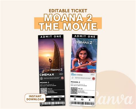 Moana 2 Movie Ticket Moana Movie Party Invitation Memorabilia Surprise Gift Moana Cartoon