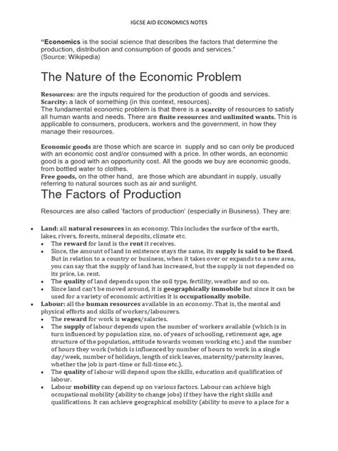 Economics Notes From Igcse Aid Pdf Format Pdf Demand Elasticity