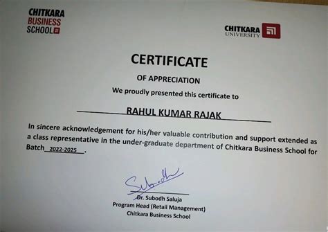 I Am Very Glad To Share My Appreciation Certificate Of As A Class Representative Proud And