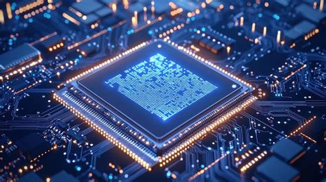 Glowing Cpu Processor On Circuit Board Premium Ai Generated Image
