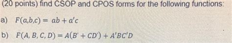 solved 20 points find csop and cpos forms for the