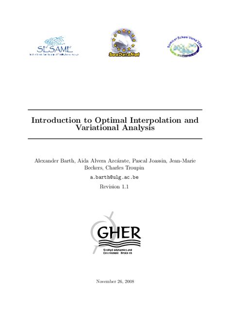 Pdf Introduction To Optimal Interpolation And Variational Analysis