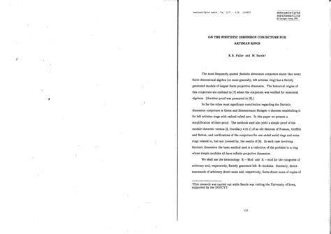 Pdf On The Finitistic Dimension Conjecture For Artinian Rings