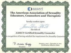 AASECT Certification The National Standard For American Sex Therapists And One Of My Major