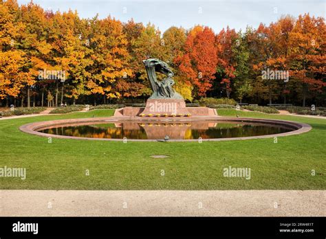 Fryderyk Chopin Monument Designed Around 1904 And Autumn Scenery Of The Royal Lazienki Gardens