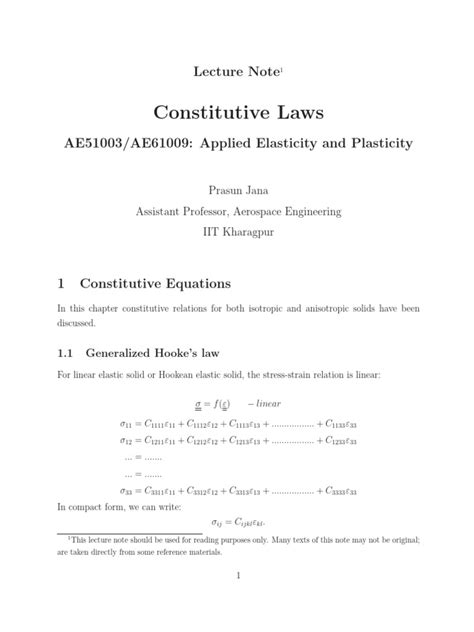 Constitutive Laws Download Free Pdf Linear Elasticity Elasticity Physics