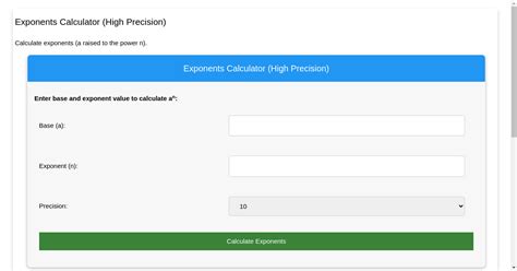 Exponents Calculator High Precision