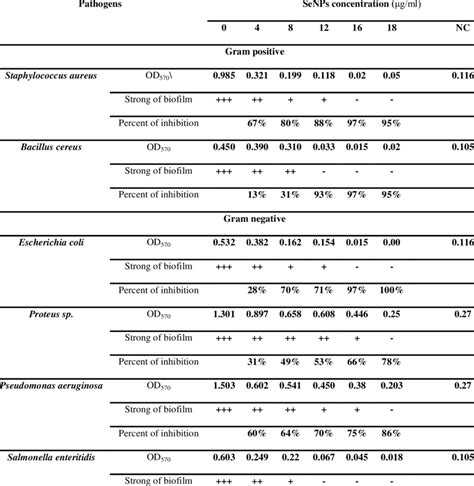Antibiofilm Effect Of The Biosynthesized Selenium Nanoparticles Senps Download Table