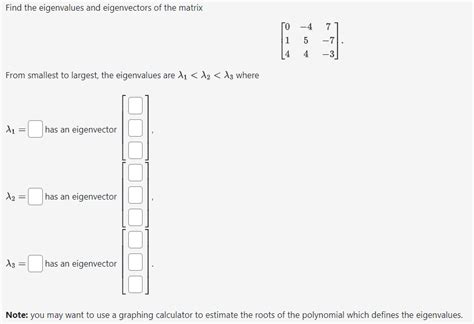 Solved Find The Eigenvalues And Eigenvectors Of The