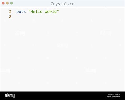 Crystal Language Hello World Program Sample In Editor Window