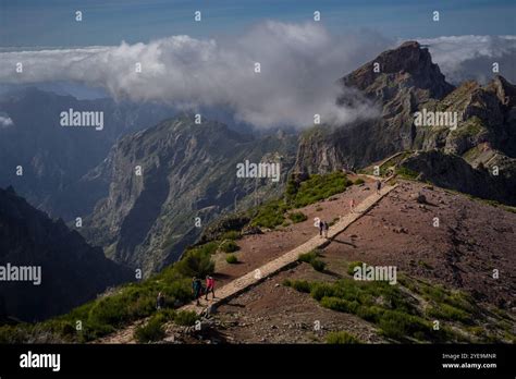 Hiking Trail On Pico Do Areeiro Madeira Islands Third Highest Peak