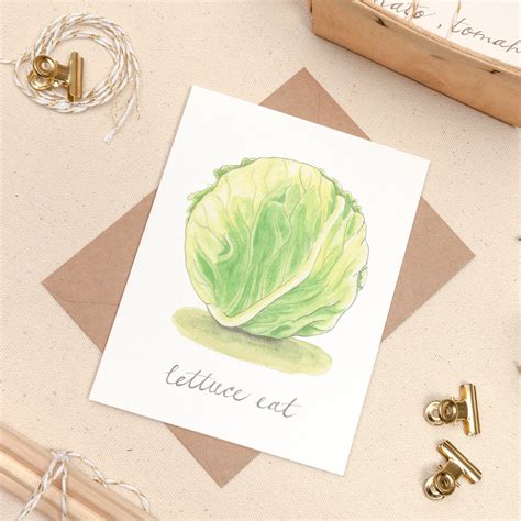 Lettuce Eat Food Pun Card Veggie Pun Foodie Pun Greeting Card