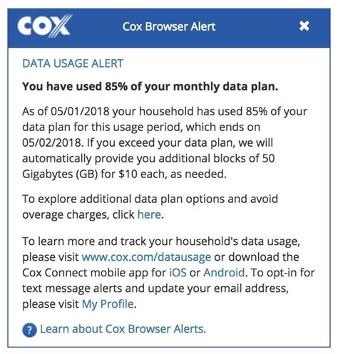 Cox Injecting Html Into An Unsecured Website When Nearing Data Limit Coxcommunications