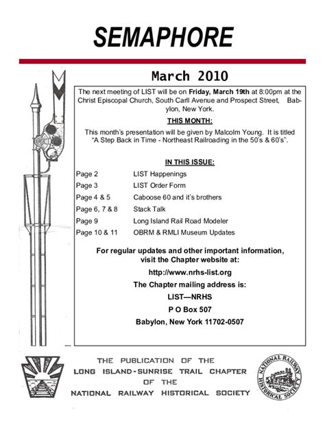 Fillable Online Semaphore List March 2010 Update On Railroading