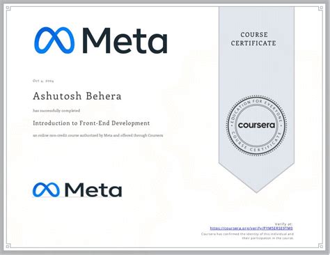 Ashutosh Behera On Linkedin Webdevelopment Frontenddevelopment Meta Coursera Learningjourney