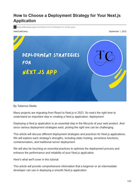 How To Choose A Deployment Strategy For Your Nextjs Application Pdf