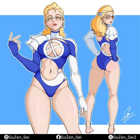 Rule 34 Ass Belly Blonde Hair Blue Eyes Breasts Cleavage Female Guzen Sei Invisible Woman