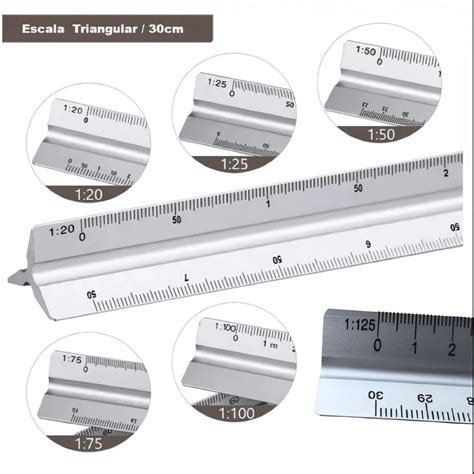 Escalímetro 30cm Triangular De Metal Régua Profissional Nº1 Shein Brasil