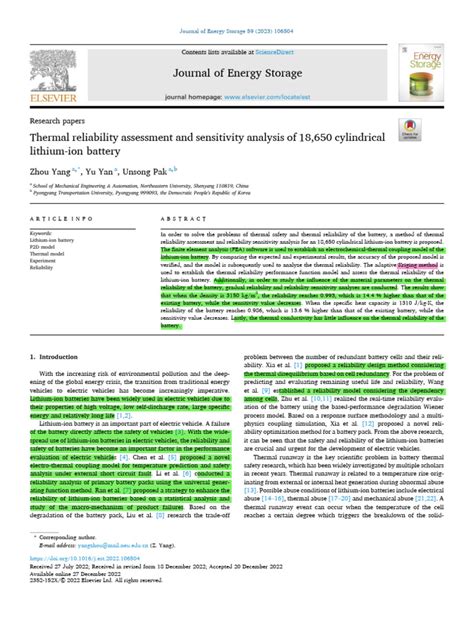 1thermal Reliability Assessment And Sensitivity Analysis 2023