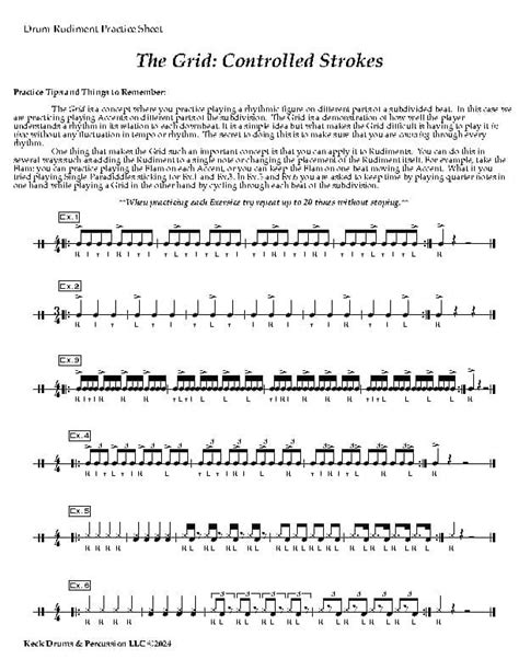 Drum Rudiment Practice Sheet The Grid Controlled Strokes Tpt