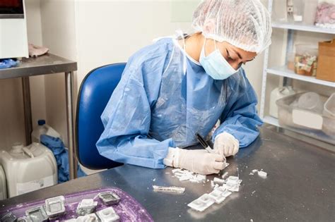 Premium Photo Scientist Preparing Paraffin Blocks Containing Biopsy Tissue For Sectioning