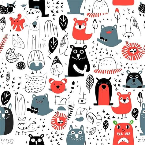 Premium Ai Image Cute Simple Doodle Patterns