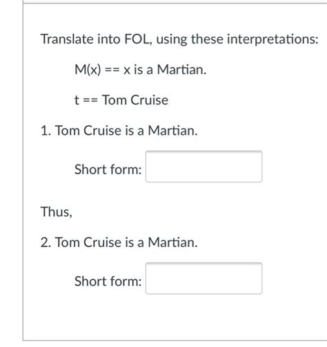 solved translate into fol using these interpretations m x