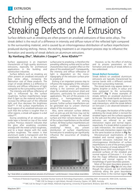 Pdf Etching Effects And The Formation Of Streaking Defects On Al