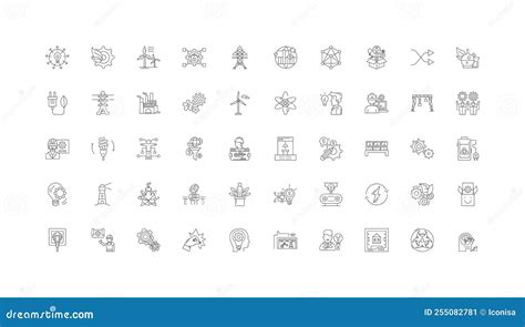 Energy Ideas Linear Icons Line Signs Set Vector Collection Stock Vector Illustration Of