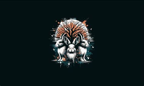 Premium Vector Rabbits With Big Tree And Splash Background Vector Artwork Design