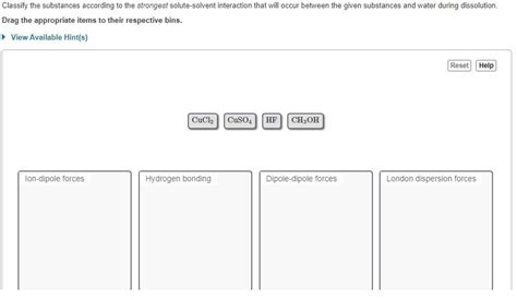 Solved Classify The Substances According To The