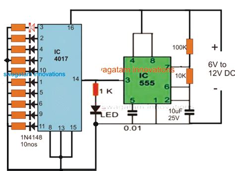 Ic 4017 Led Circuit Diagram Diagram 4017 555 Led Chaser Capa