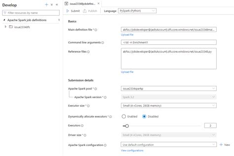 Definitions Created Using Az Synapse Spark Job Definition Create Do Not Show In The Workspace