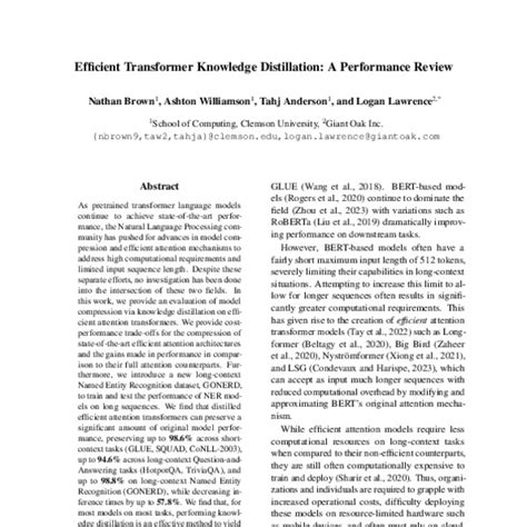 Efficient Transformer Knowledge Distillation A Performance Review Acl Anthology