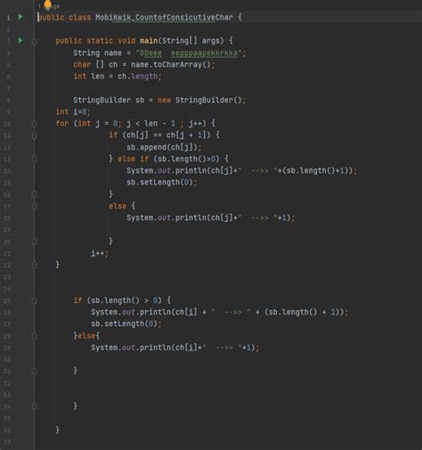 Java Program To Print The Count Of Consecutive Character Interview