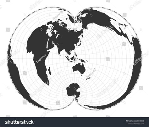 Vector World Map American Polyconic Projection Stock Vector Royalty