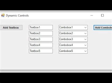 How To Create Dynamic Controls Textbox Combobox Windows Form Vb