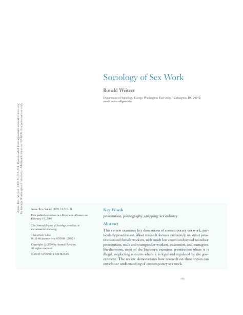 Pdf Sociology Of Sex Work 2009