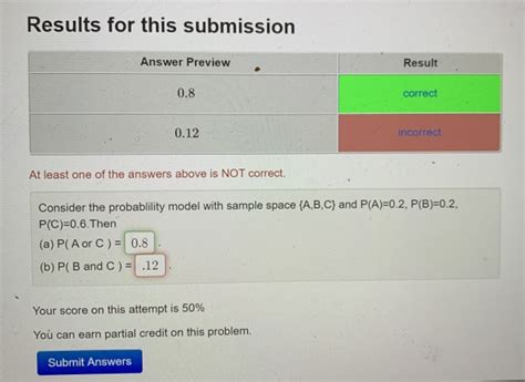 Solved Consider The Probablility Model With Sample Space