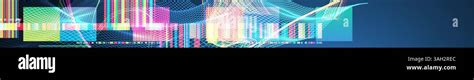Abstract Data Waveform Background With Dynamic Lines Grids And Color Bars Vector Illustration