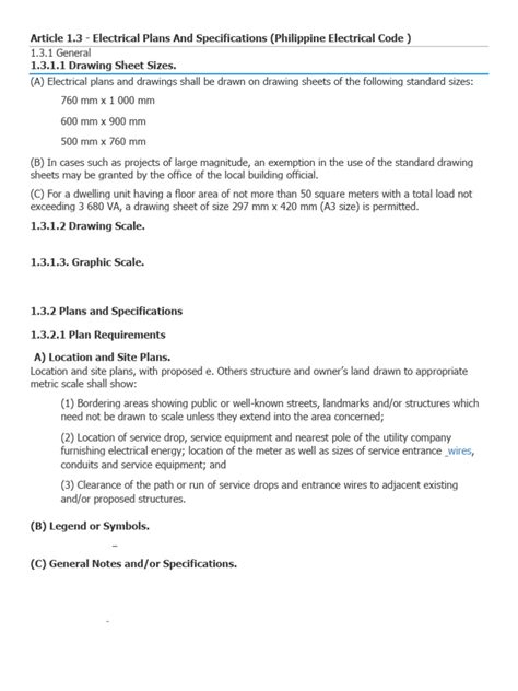 Electrical Code Plans And Specifications Pdf