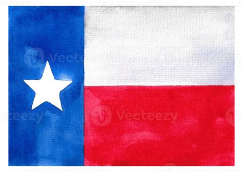 Watercolor Illustration Of The Texas Flag Colors Blue Red And White