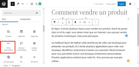 Comment éditer du code HTML dans WordPress méthodes