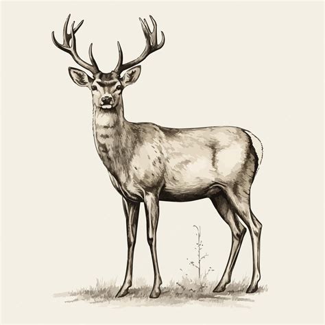 Premium Vector Deer Vector Drawing Illustration Black And White