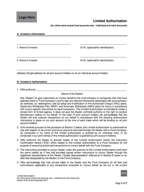Limited Authorization Fill Out And Sign Printable Pdf Template